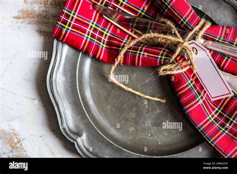 Rustic Table Setting Stock Photo Alamy