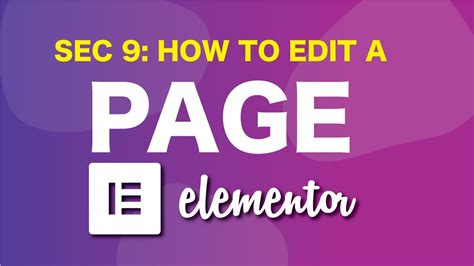 Sec How To Edit A Page With Elementor YouTube