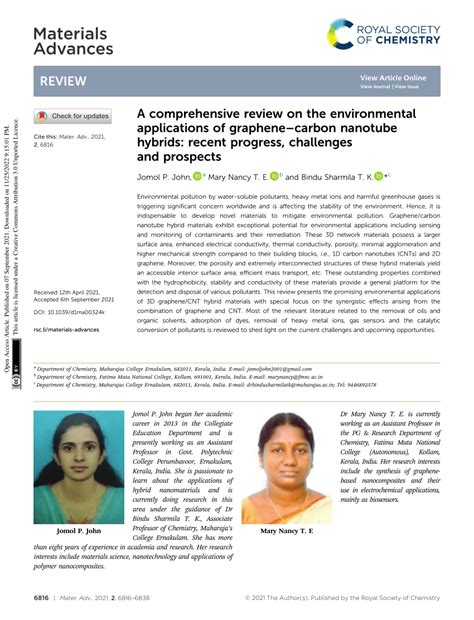Pdf A Comprehensive Review On Environmental Applications Of Graphene Carbon Nanotube Hybrids