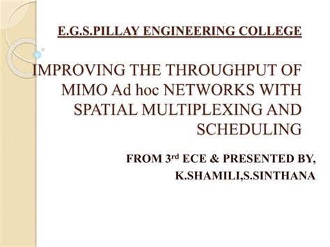 Improving The Throughput Of Mimo Ad Hoc Networks With Spatial
