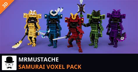 Samurai Voxel Pack 3d Lowpoly Fantasy Model Characters Unity Asset Store