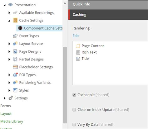 Set Sxa Caching Options Sitecore Documentation