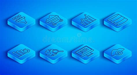 Set Line Binary Code Coal Mine Trolley Pie Chart Infographic Search Globe Data Analysis