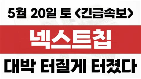 넥스트칩 5월 20일 토요일 긴급속보 대박 터질게 터졌다 Youtube