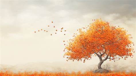 Persimmon Tree Background Full Of Golden Persimmons In Autumn Autumn