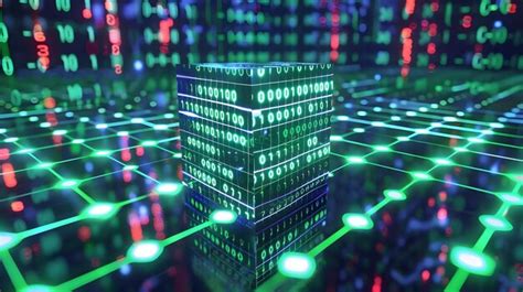 Binary Code Cube In Futuristic Digital Matrix Premium Ai Generated Image