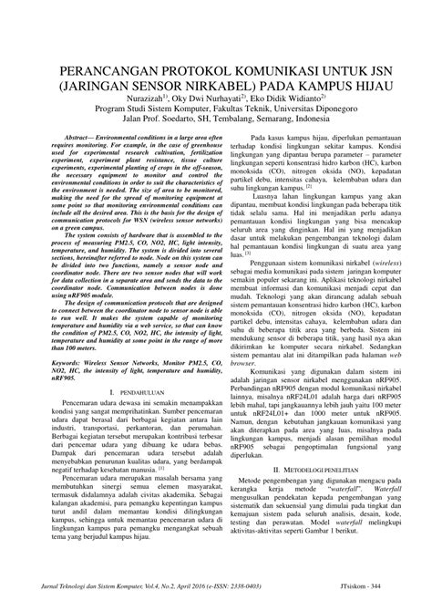 Pdf Perancangan Protokol Komunikasi Untuk Jsn Jaringan Sensor
