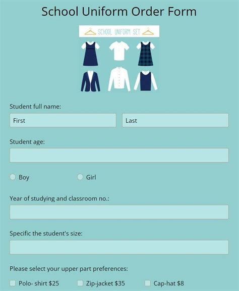 Team Uniform Order Form Template Fundraiser Order Form Fundraising