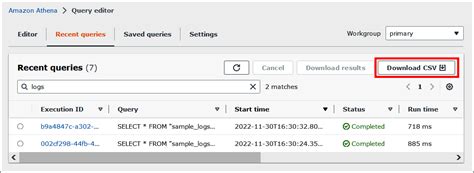 Download Multiple Recent Queries To A Csv File Amazon Athena