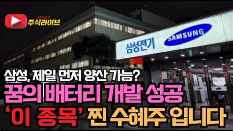 주식 이재용 회장이 주목한다 삼성전자 찐 수혜주 이 기업 남들보다 먼저 사모아야 합니다 삼성전자 전고체배터리 2차전지 추천주 Youtube