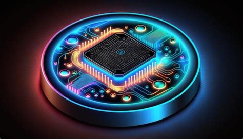 Premium Ai Image Futuristic Modern New Computer Processor Chip Colorful Neon Glowing Cpu Model