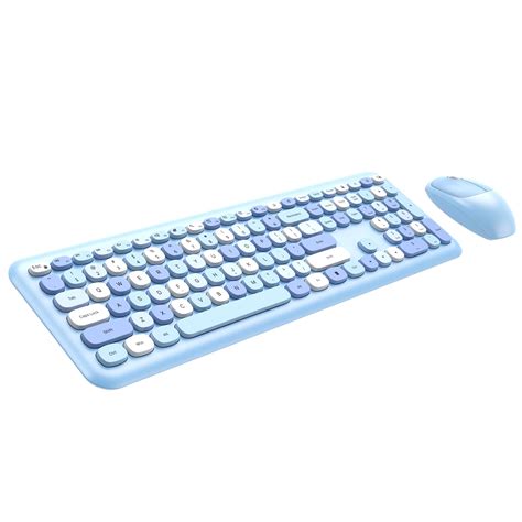 Wireless Keyboard And Mouse Combo 2 4GHz Full Sized Colorful Cute Keyboard Mouse Set With Retro