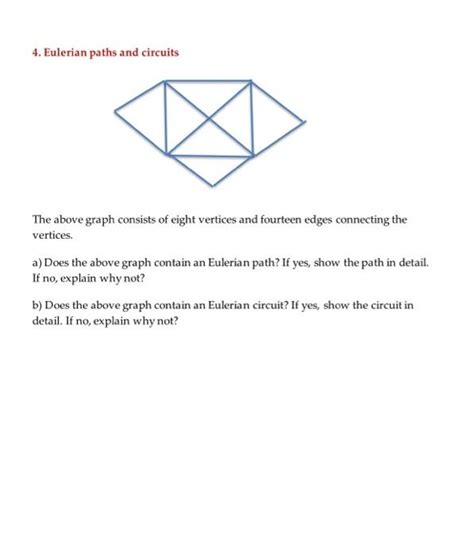 Solved 4 Eulerian Paths And Circuits The Above Graph
