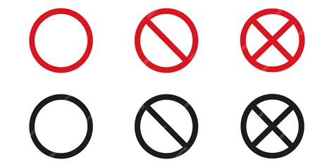 Premium Vector No Sign Red And Black Prohibition Sign Icon Set No