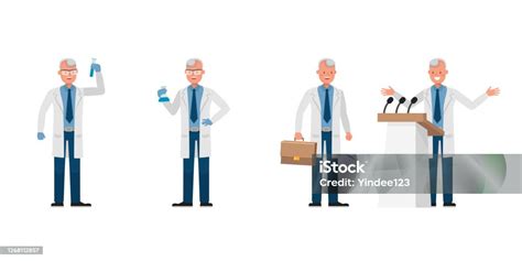 남자 과학자 캐릭터 벡터 디자인 다양한 액션으로 프리젠 테이션 건강관리와 의술에 대한 스톡 벡터 아트 및 기타 이미지 건강관리와 의술 과학 과학자 Istock