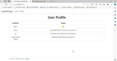 C Use Microsoft Graph Api To Get Information About Current User In