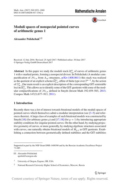 Moduli Spaces Of Nonspecial Pointed Curves Of Arithmetic Genus 1 Request Pdf