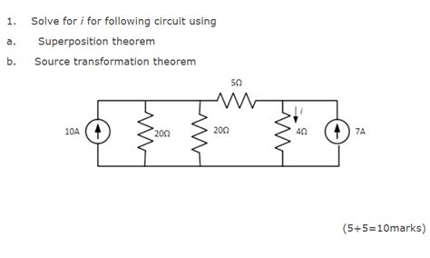 Solved 1 A Solve For I For Following Circuit Using
