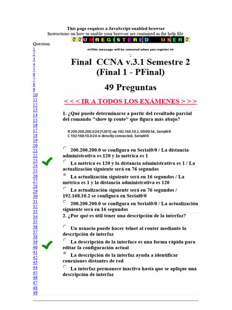 Examne Final Ccna2 Pdf Enrutador Computación Protocolos De Internet