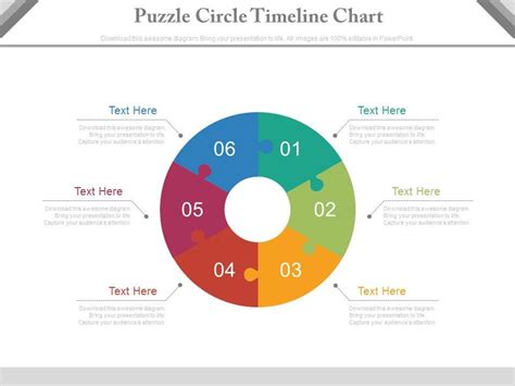 Apt Six Staged Puzzle Circle Timeline Chart Flat Powerpoint Design PowerPoint Slide