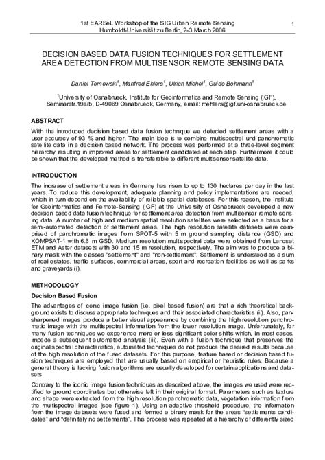 Pdf Decision Based Data Fusion Techniques For Settlement Area Detection From Multisensor
