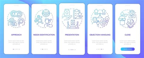 Premium Vector Sales Process Blue Gradient Onboarding Mobile App Screen