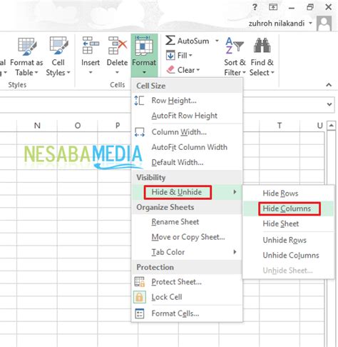 tutorial cara menyembunyikan kolom atau baris di microsoft excel