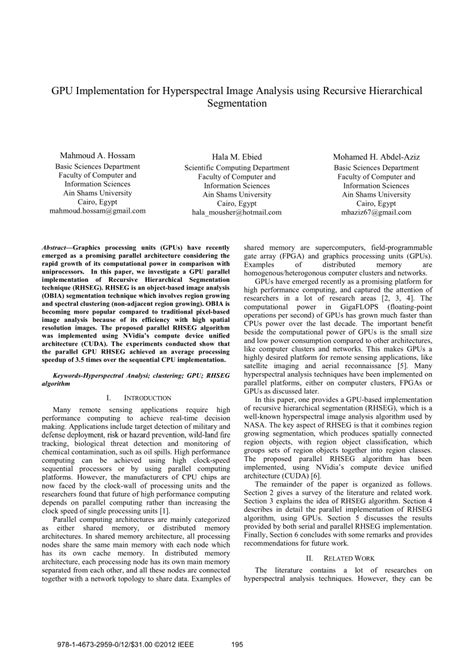 Pdf Gpu Implementation For Hyperspectral Image Analysis Using