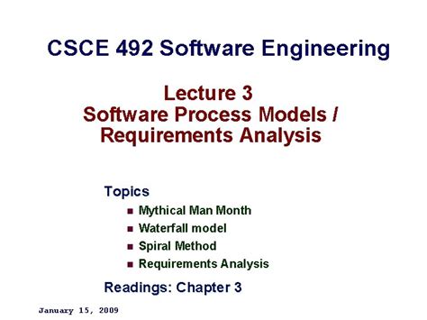 Csce 492 Software Engineering Lecture 3 Software Process