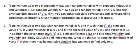 solved 5 points consider two independent gaussian random