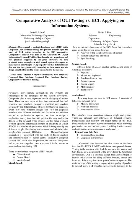 pdf comparative analysis of gui testing vs hci applying on