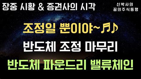 장중 시황 And 증권사의 시각 조정일 뿐이야~♬♪ 반도체 조정 마무리 반도체 파운드리 밸류체인 Youtube
