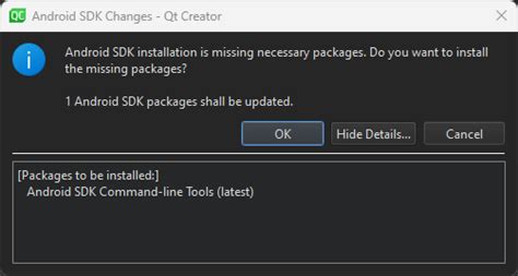 Qt Creator Stuck Repeating Android Sdk Cmdline Tools Update Via Sdk