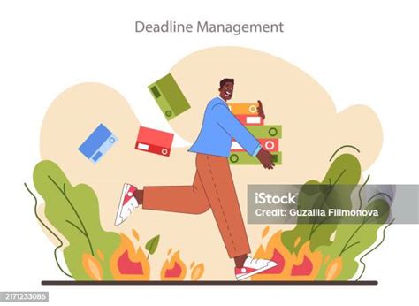 마감일 관리 기술 불타는 작업 시간 시간을 가진 사무실 캐릭터 경영자에 대한 스톡 벡터 아트 및 기타 이미지 경영자 계획 공연 Istock