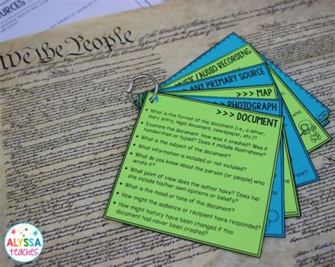 Primary Source Analysis Question Cards And Worksheet Teaching History