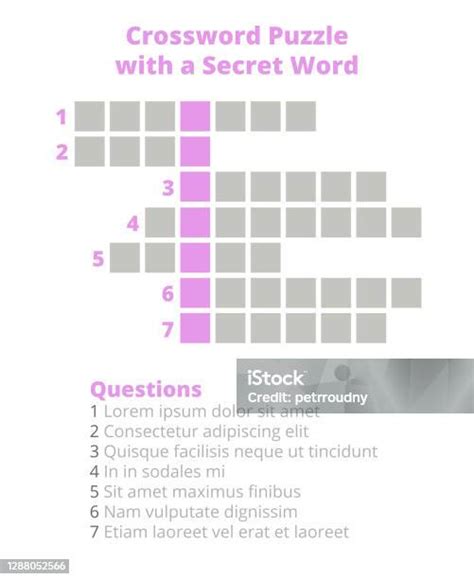 크로스 워드 퍼즐 비밀 단어 템플릿 질문 어린이 성인 연금을위한 게임 가로세로 낱말퍼즐에 대한 스톡 벡터 아트 및 기타 이미지