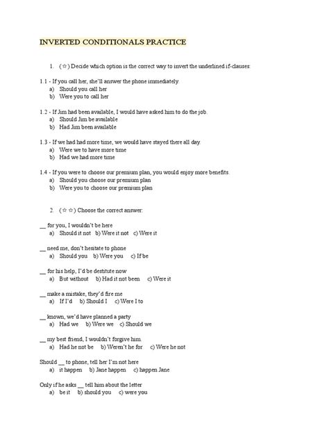 inverted conditionals practice pdf