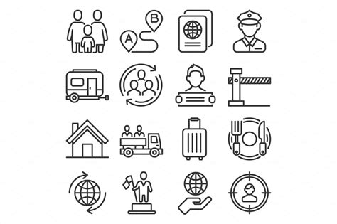 Immigration And Immigrants Icons Set Food Illustrations ~ Creative Market