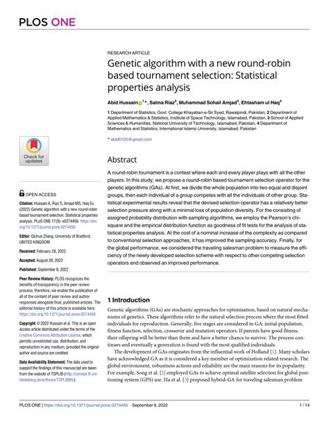 pdf genetic algorithm with a new round robin based tournament