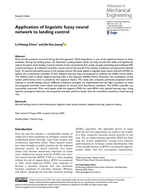 Pdf Application Of Linguistic Fuzzy Neural Network To Landing Control