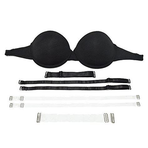 Ybcg Strapless Padded Push Up Underwire Convertible Demi Bra With Clear