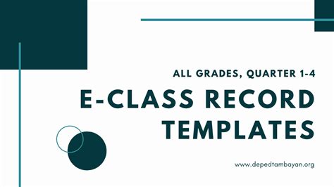 Grade 3 E Class Record Templates Quarter 1 4