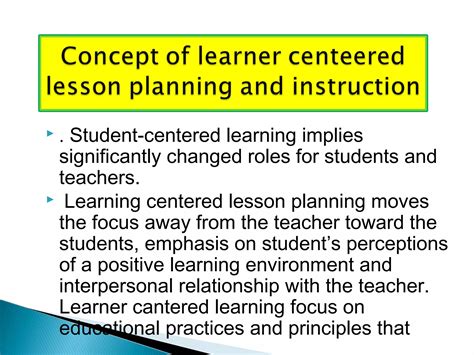 Learner Centered Lesson Planning And Instruction Ppt Educational