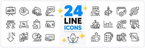 Icons Set Of Auction Block Diagram And Online Auction Line Icons For Web App Vector Stock