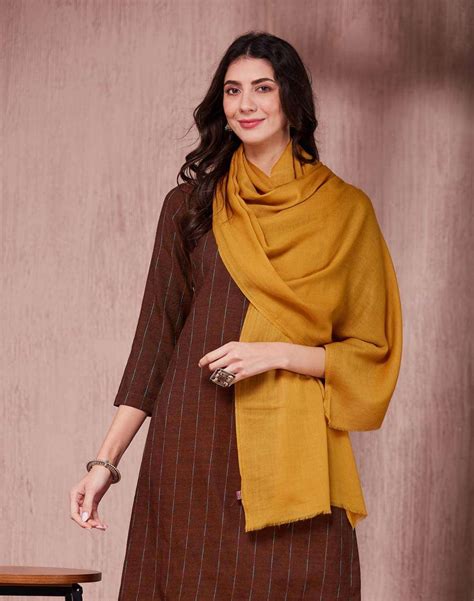 Buy Mustard Wool Woven Stole For Women Online At Fabindia 20193515