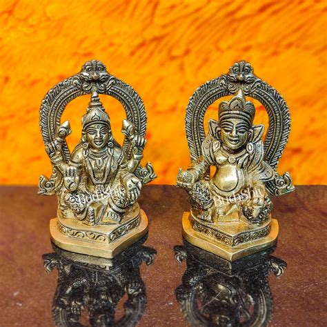 Buy Auspicious Brass Lord Kubera And Goddess Lakshmi Idol 4 5 Height