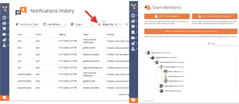 notifications history sent customer alerts and notifications