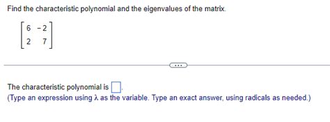Solved Find The Characteristic Polynomial And The