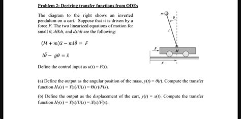 solved problem 2 deriving transfer functions from odes the diagram to the right shows an