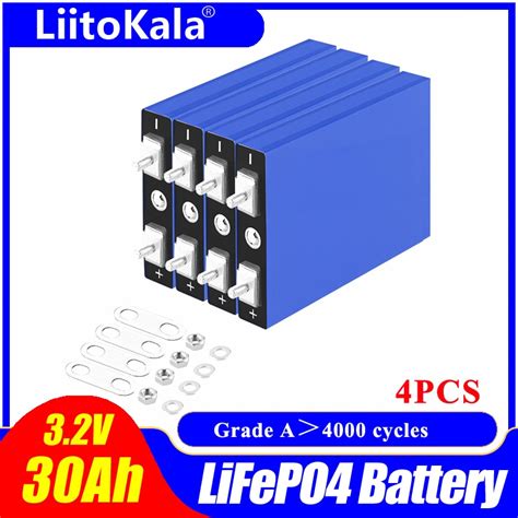 4 шт., литий-железо-фосфатные аккумуляторные батареи LiitoKala 3,2 В ...